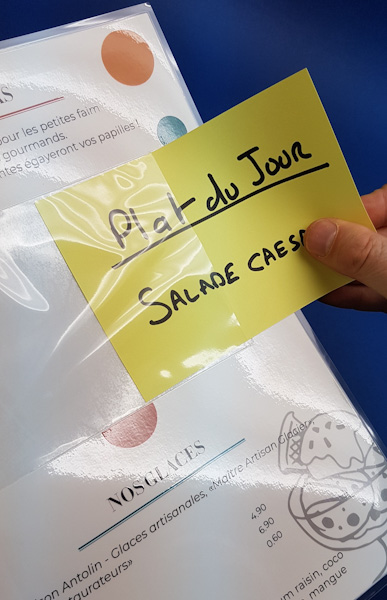 Menus avec pochette personnalisable